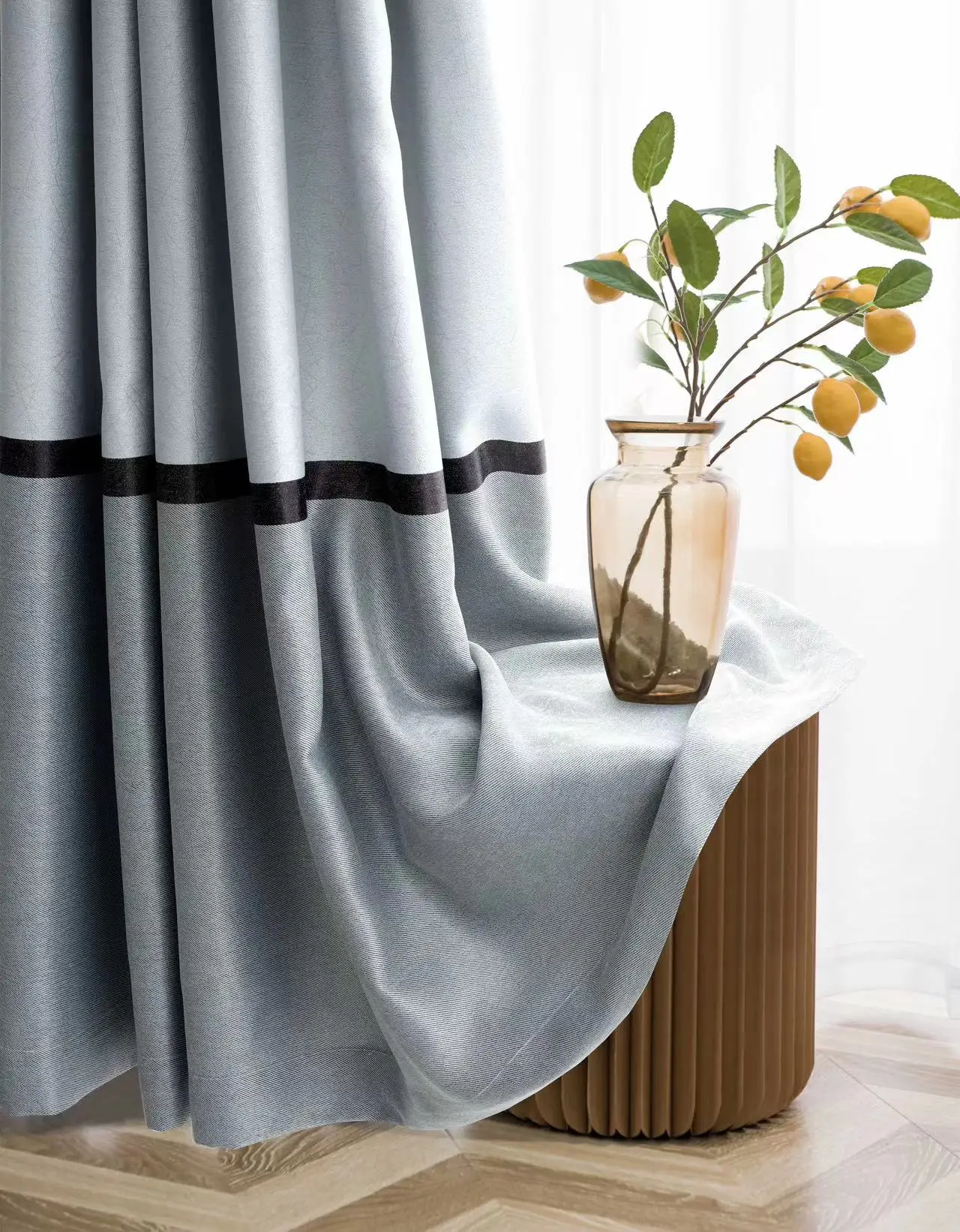 Shop Our Ready Stock of Embossed Blackout Stripe Curtains