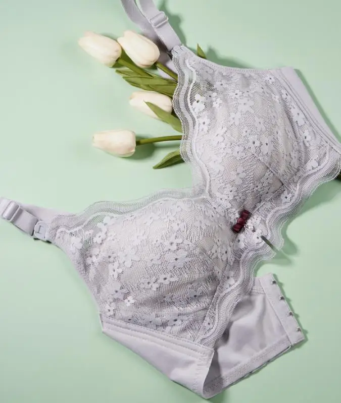 Plus Size 95 C Cups Front Open Women Cotton Lace Breast Feeding ...