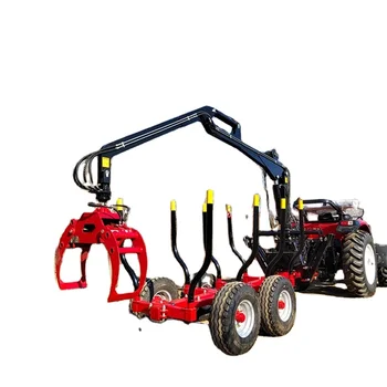 100hp Tractor Rear Mounted Pto Driven Logging Crane Loader Trailer ...
