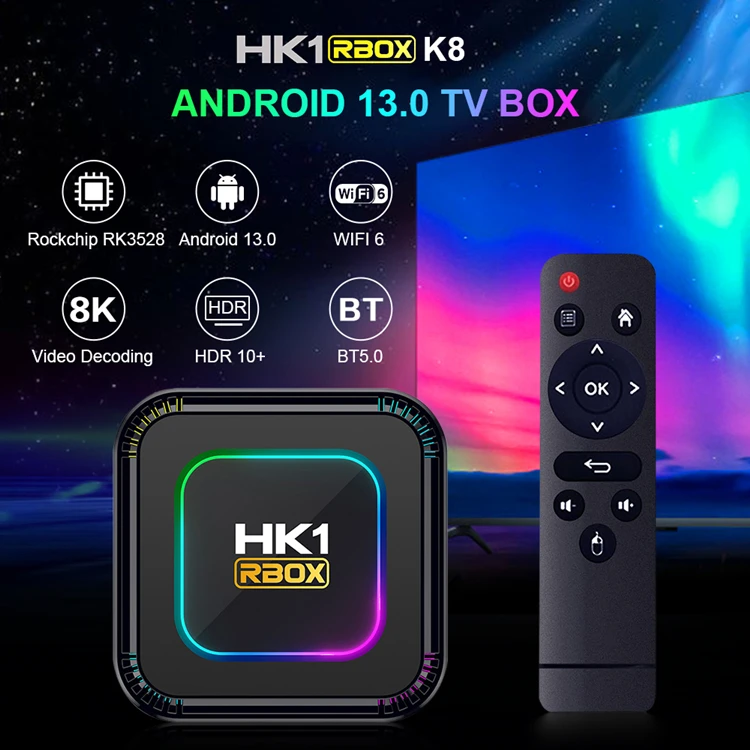 2023 New HK1 K8 4gb 64gb Android Tv Box 13.0 Smart TVBox RK3528 2.4G ...
