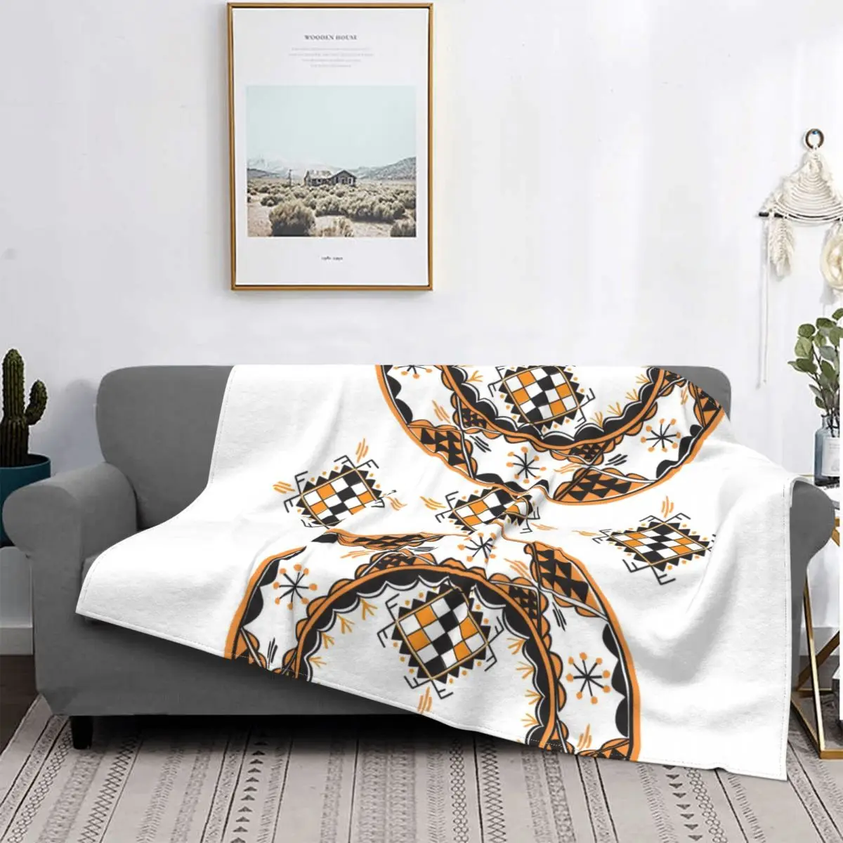 Geometric Traditional Amazigh Kabyle Pattern Blanket Warm Fleece Soft ...