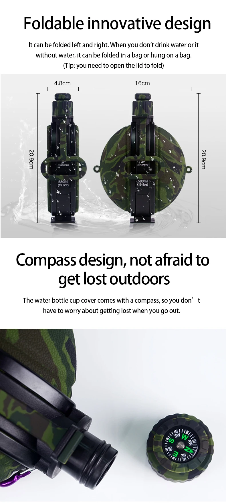 Foldable Sport Outdoor Hot Sale Camouflage Portable Silicone Compass ...