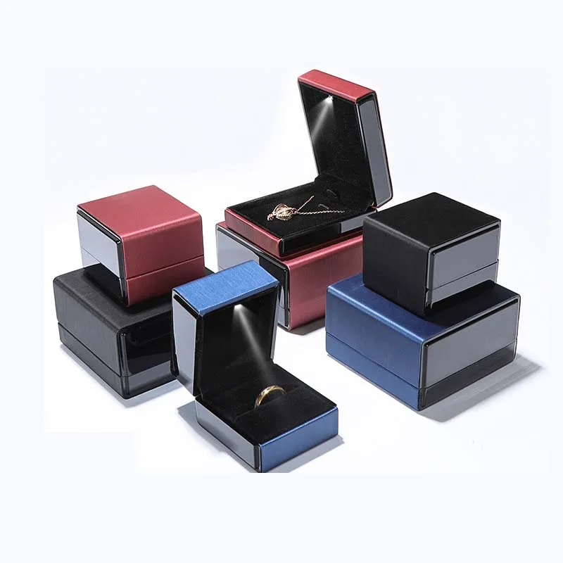 Creative LED Light Jewelry Box Proposal Ring Pendant Box Brushed ...