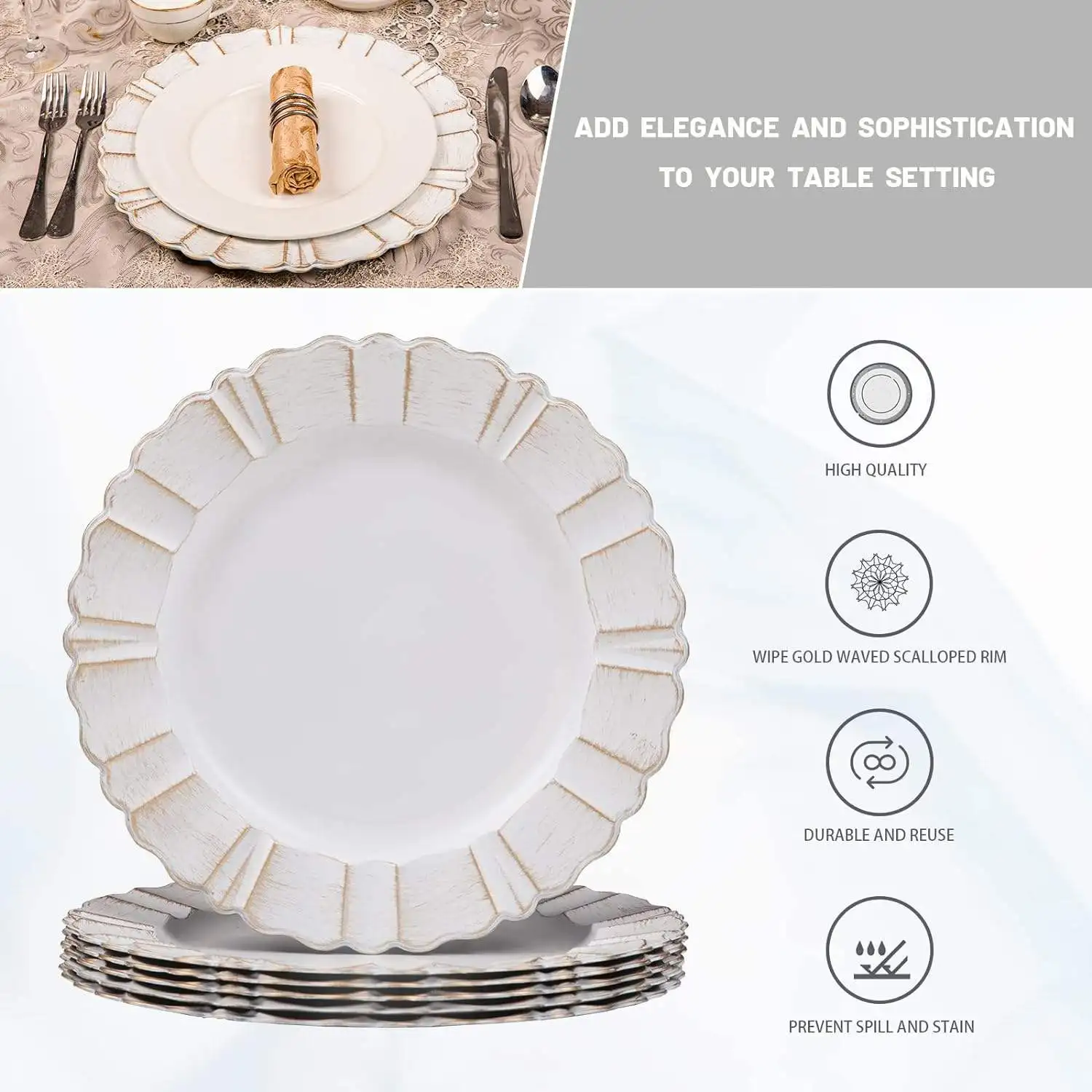 Luxury Dinner Plate Gold Glass Clear Charger Plate Wedding Hotel Plates ...