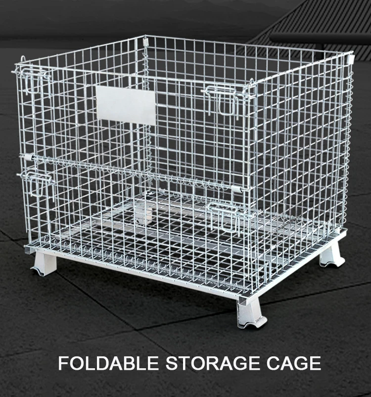 Warehouse Logistic Stackable Foldable Storage Cage Steel Wire Mesh ...