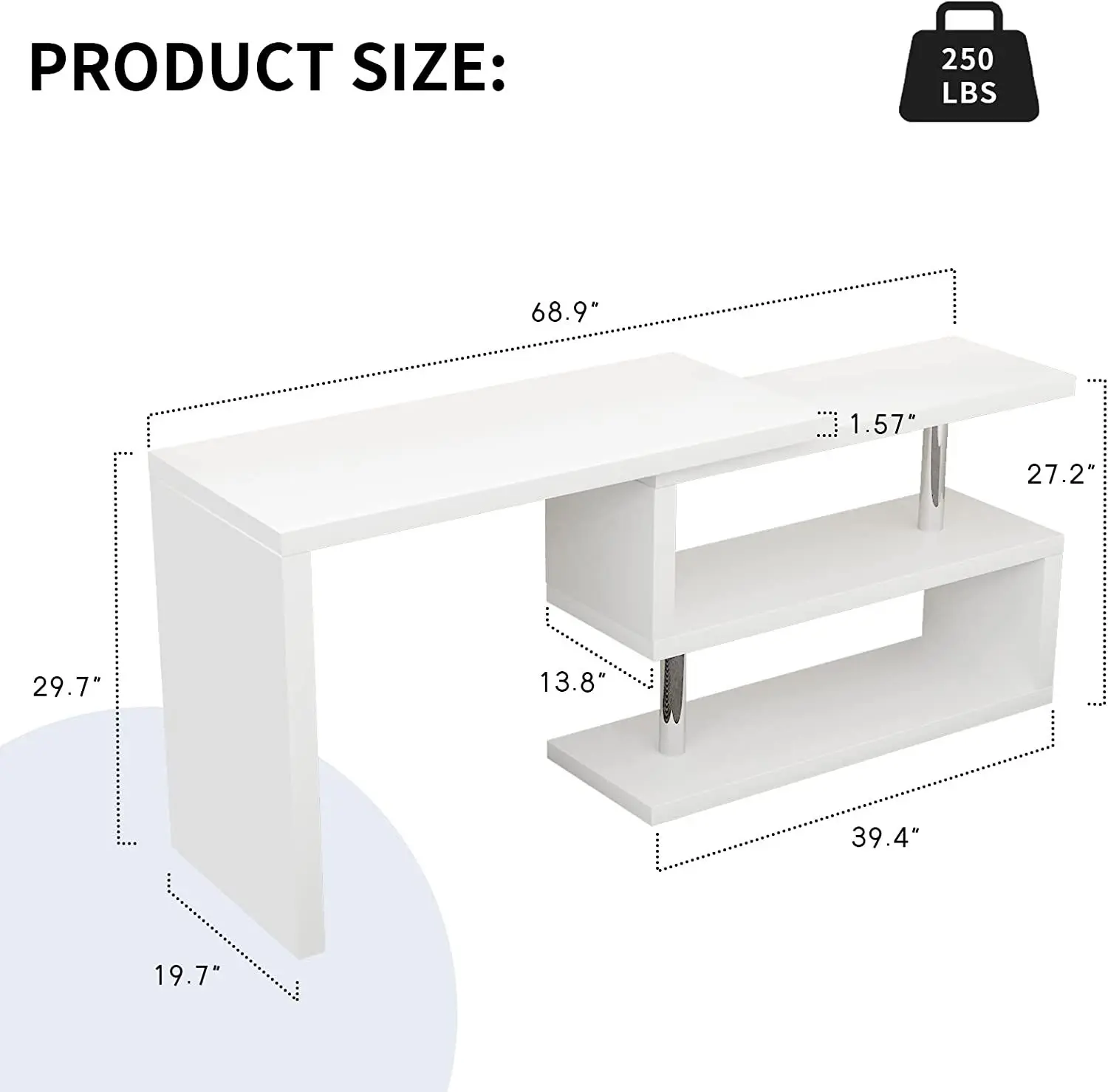 Wood Corner Computer Desk 360 Degree Rotating Computer Desk L Shaped ...