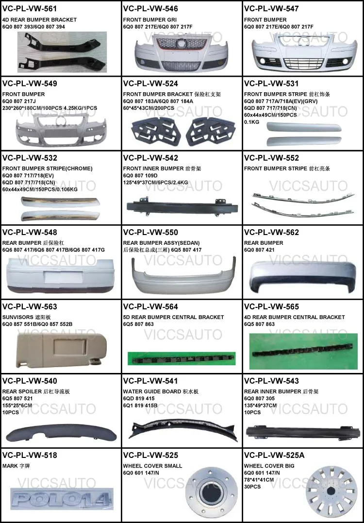 OEM 6Q0 807 217E/F for VW POLO V 05-09 AUTO CAR GTI FRONT BUMPER GTI