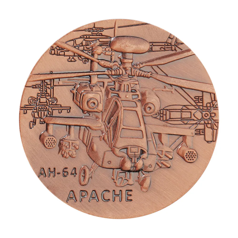 United States Ah-64 Apache Gunship Souvenir Bronze Plated Coin Us ...
