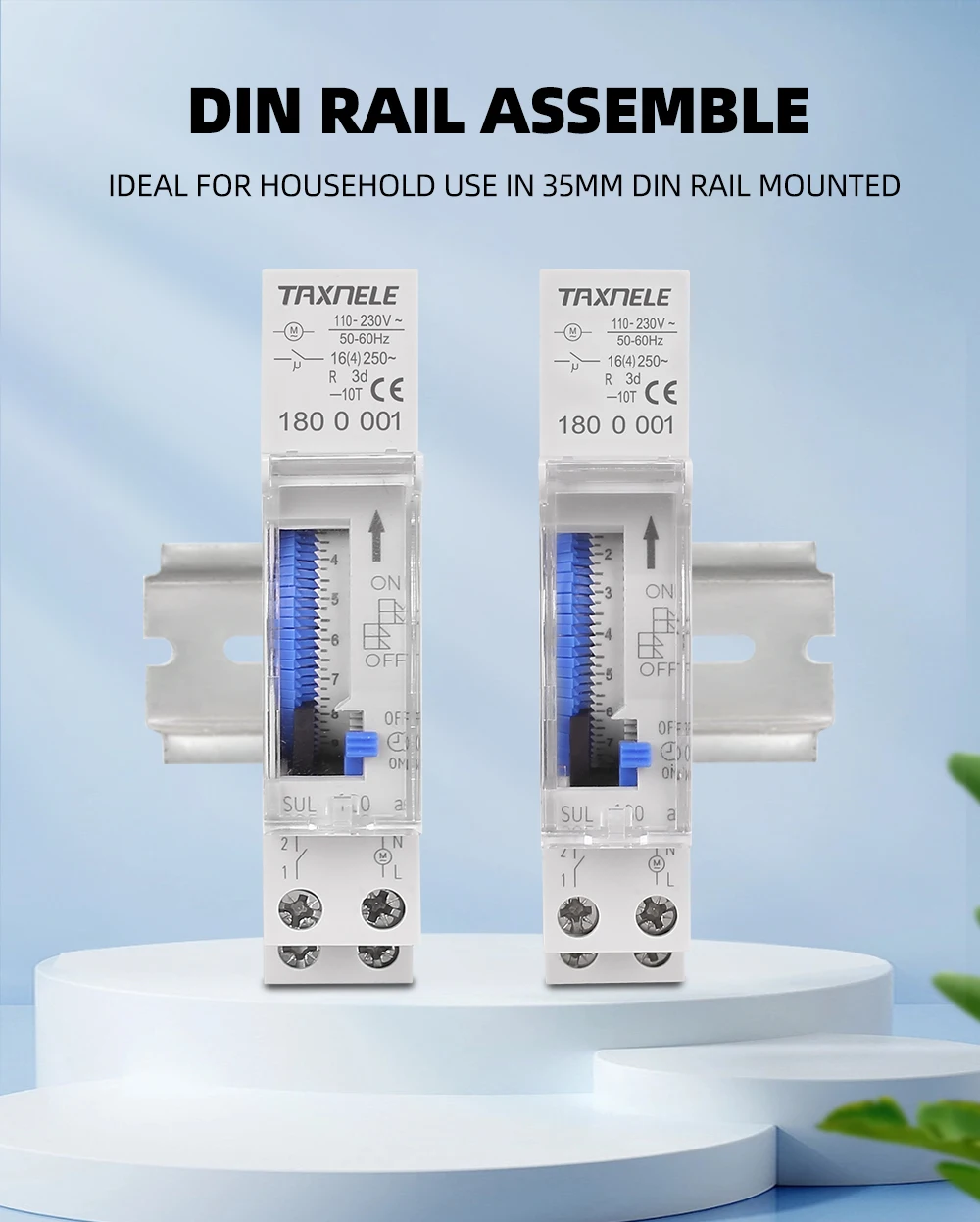 SUL180a Timer Switch 24 Hours Relay Analogues Electrical Programmable AC 220V 16A Battery 35mm ...