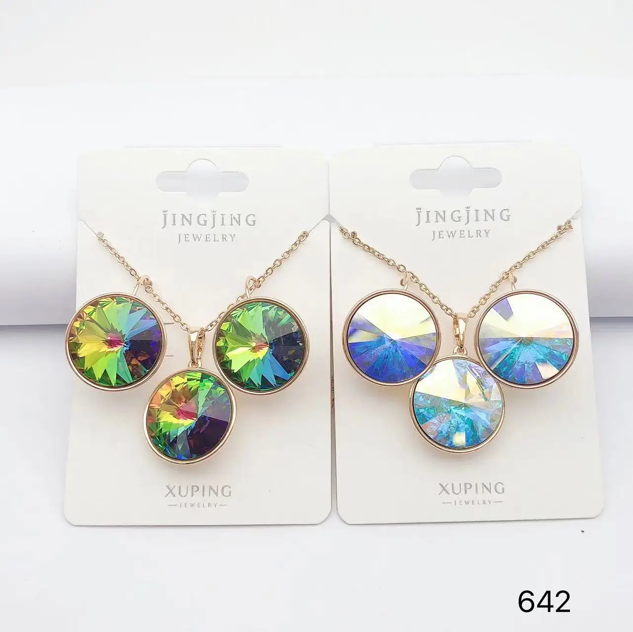 Colorful Flower Crystal Necklace & Earring Set for Women’s Jewelry Set