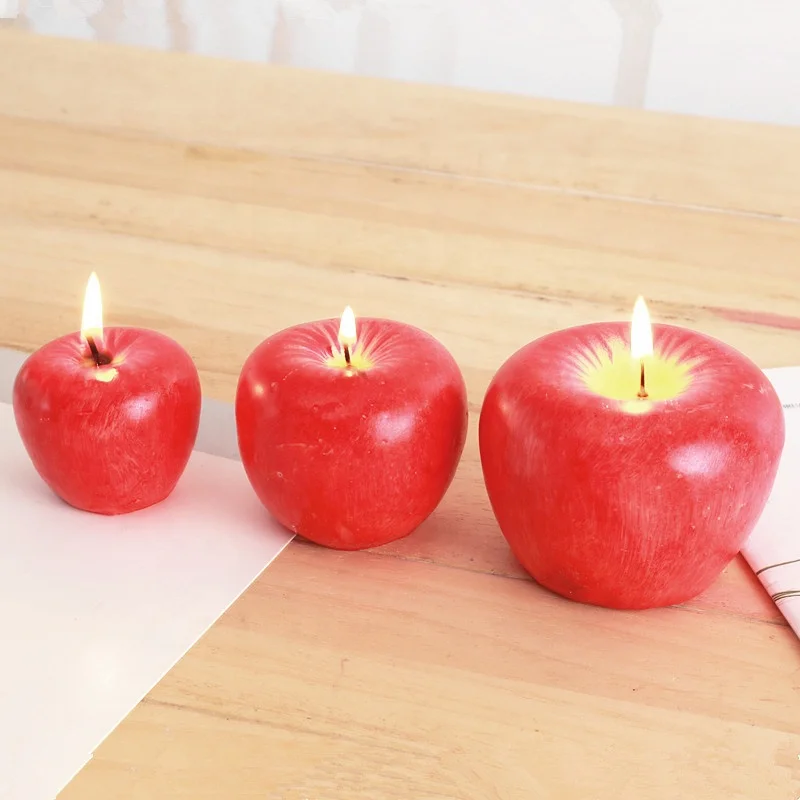 Christmas Gift Valentine's Day Simulation Red apple Candle Ping'an ...