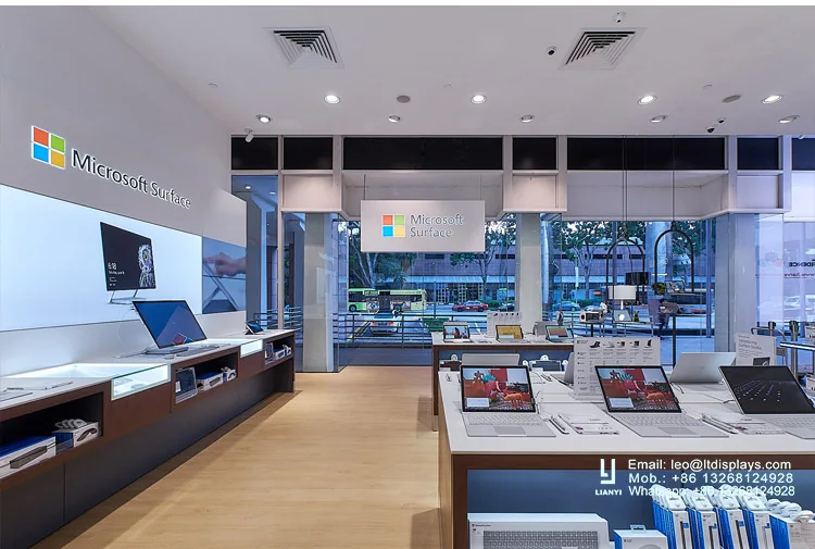Modern Computer Shop Interior Design Laptop Display Counter Table for ...