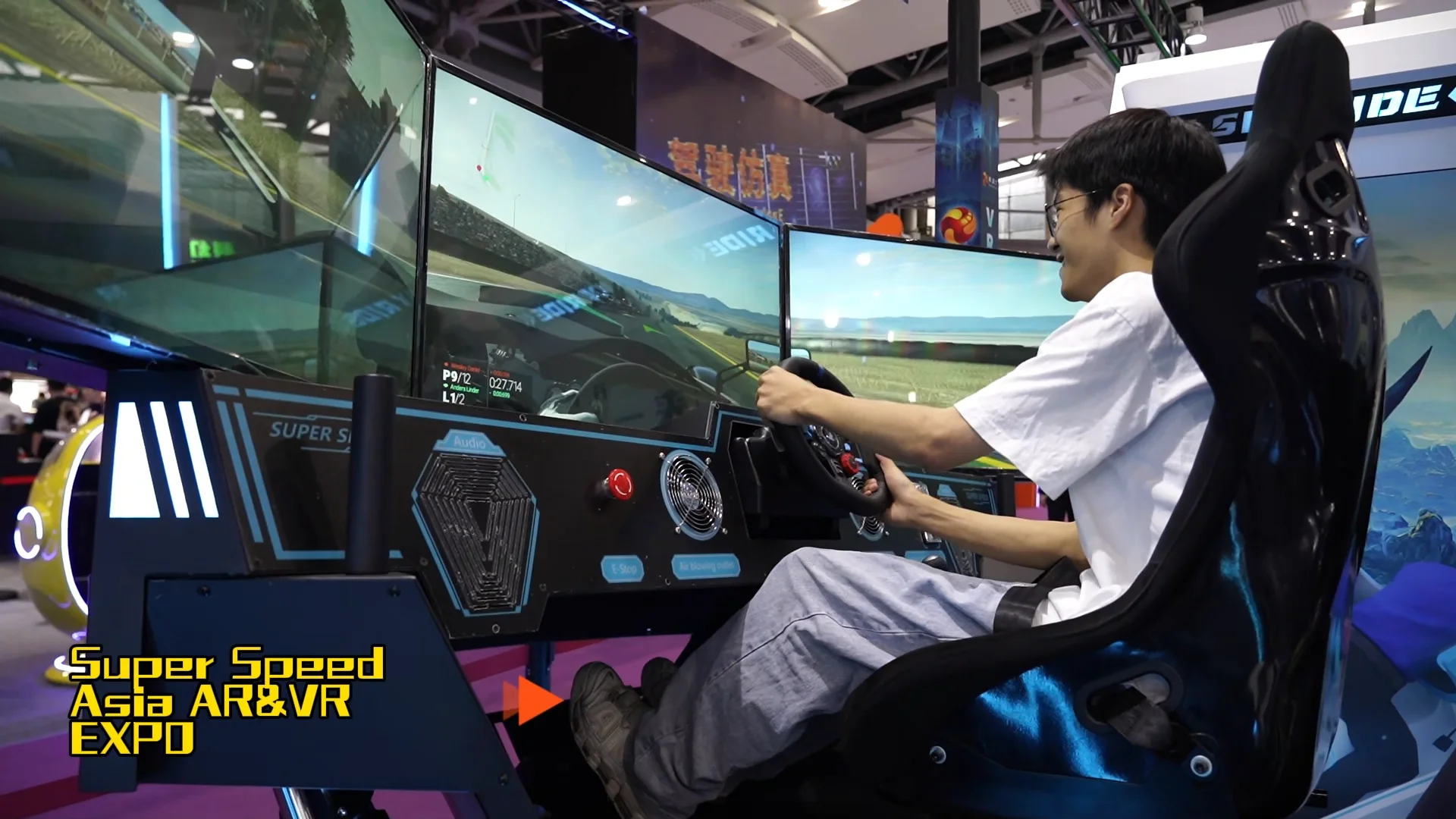 Driving Simulator 6 Dof Cylinder 3 Screen Racing Car Car Driving ...