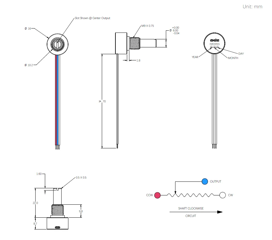 Cooka 16mm 2W Medical IP67 Rating Waterproof Potentiometer