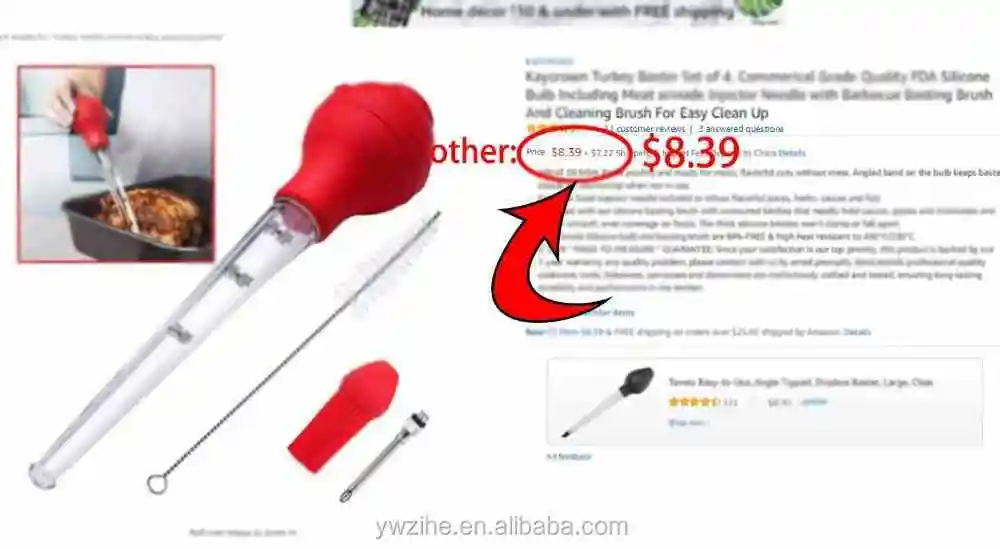 Turkey Baster Set of 4, Quality Silicone Bulb Including Meat Arinade ...