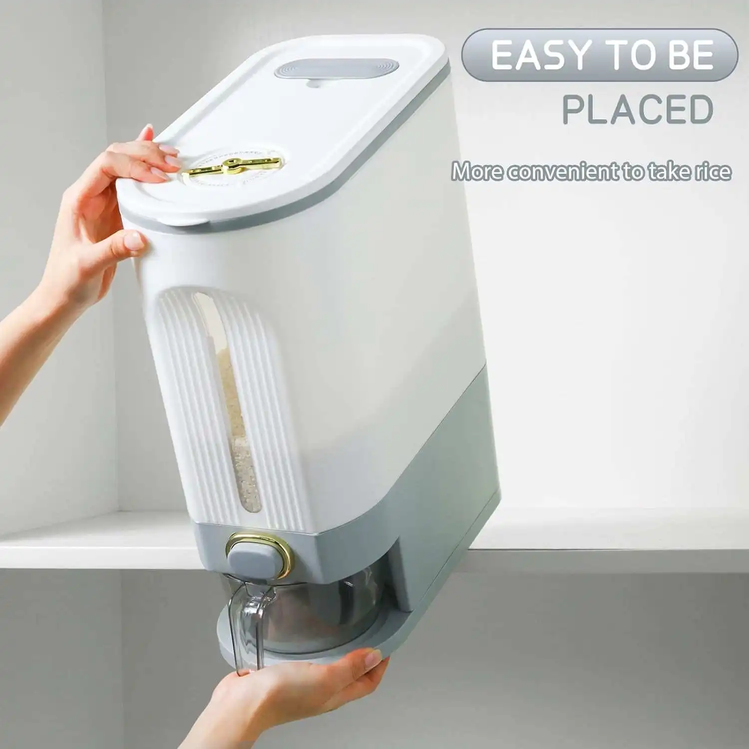 22 Lbs Plastic Rice Dispenser Storage Container Classic Rectangle ...