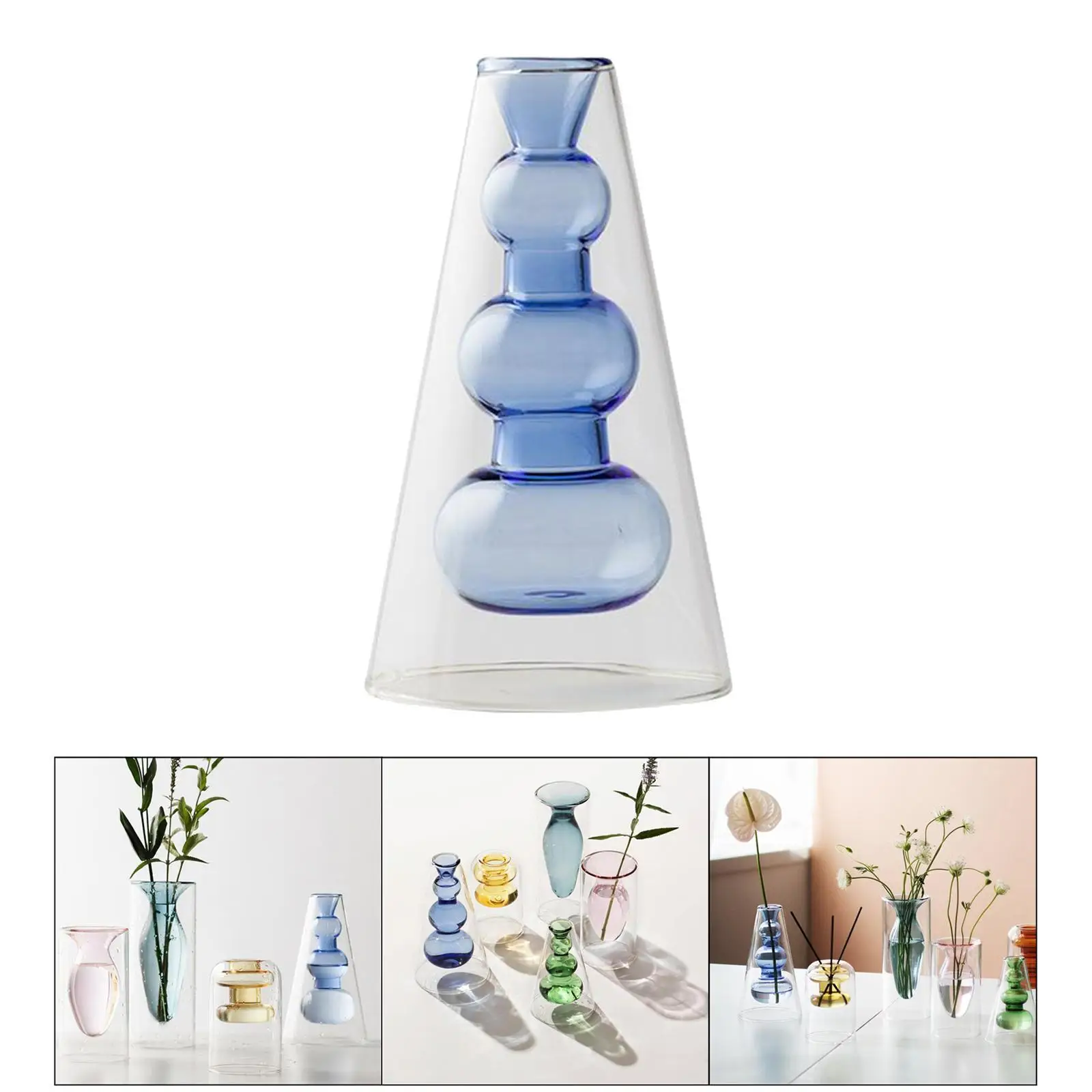 Handblown Glass Double Wall Vases - Perfect for Flowers