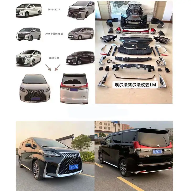 Lm Body Kit For Toyota Alphard Vellfire To Lexus Lm Style For 15-20 Alphard Facelift To Lm With ...