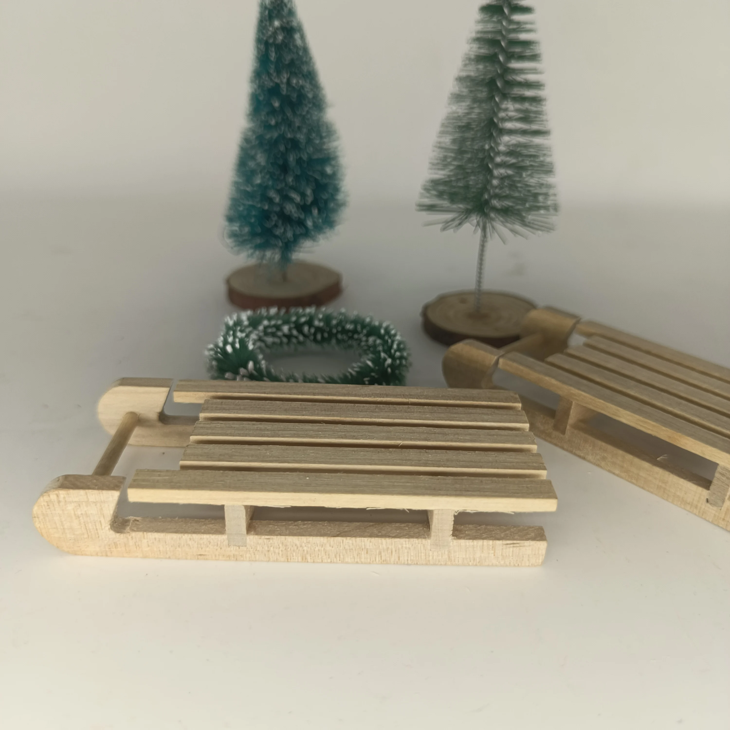 Handmade Miniature Unpainted Wooden Sled Vintage Tiny Doll House ...