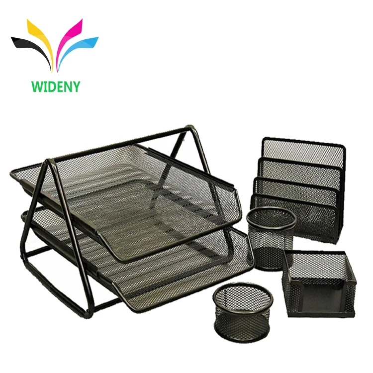 5 Piece Desk Organizer Set - Durable Metal Office Essentials