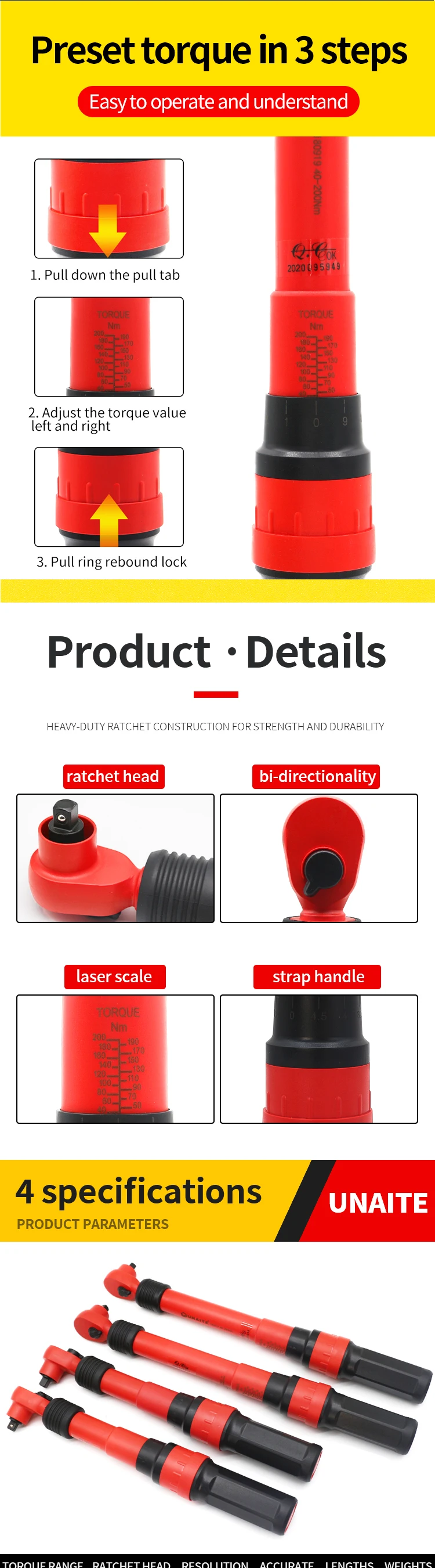 VDE 1000V Insulated Torque Wrench - Heavy Duty & Accurate