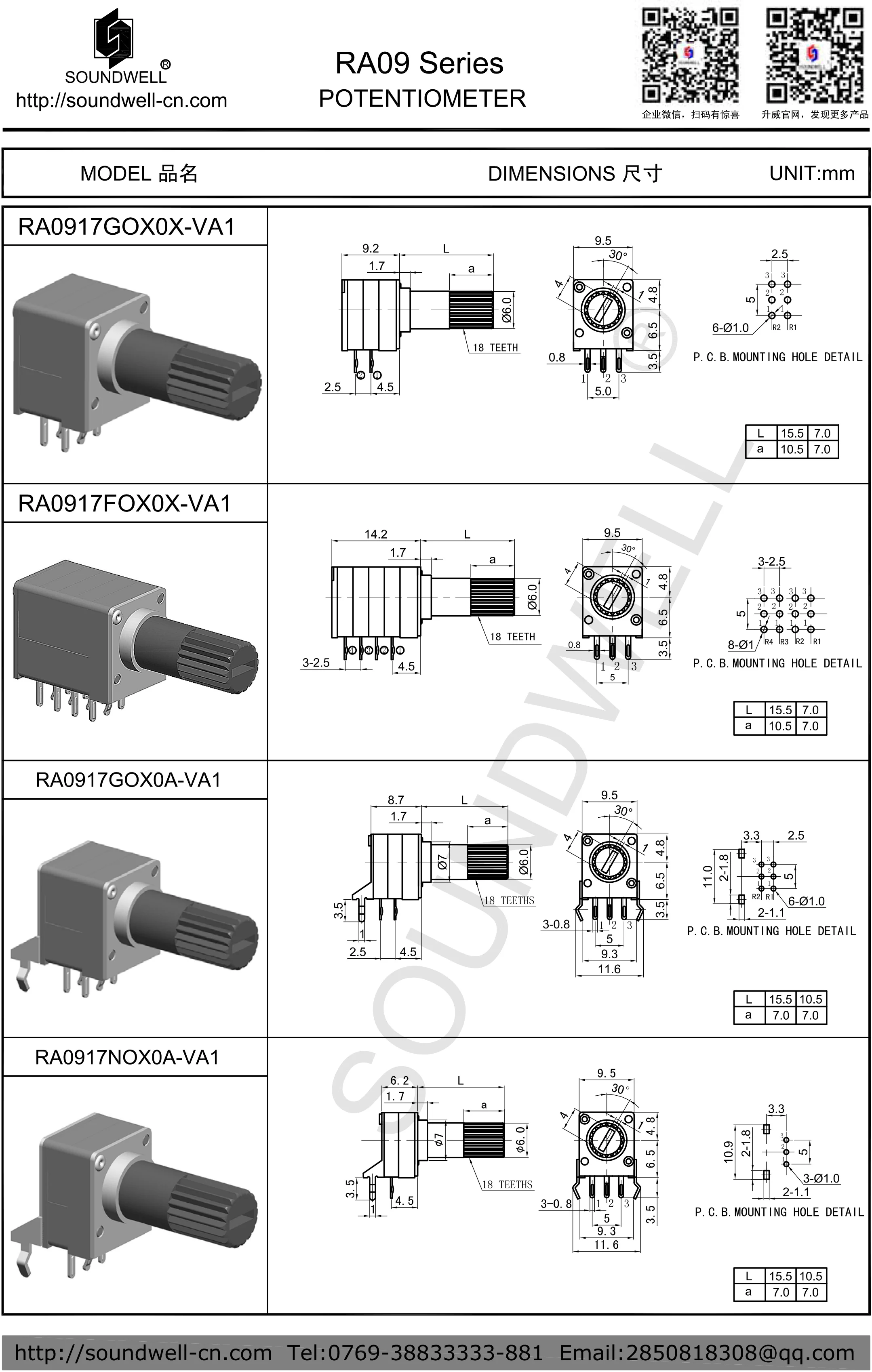 Rotary Potentiometer Volume Control Brand Soundwell Potentiometers 10k