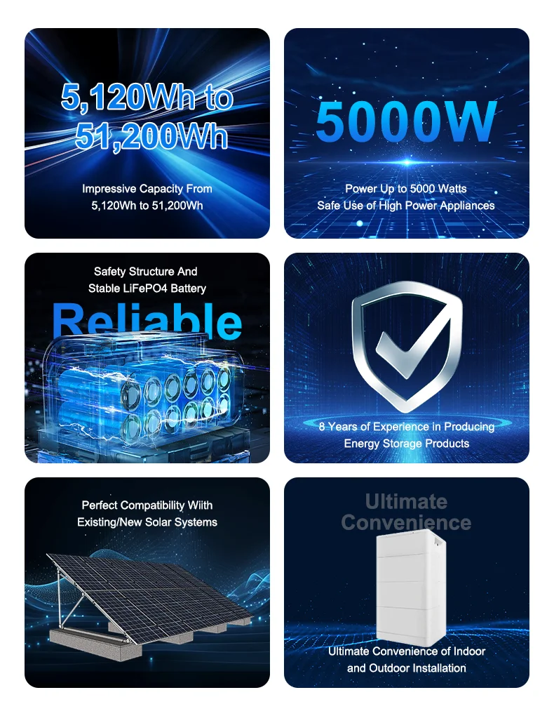 10kw Lifepo4 Stackable Battery Pack Lithium Power for Home Off-Grid ...
