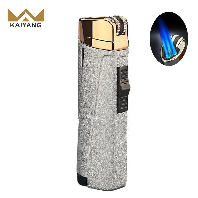 Smoke Lighter Portable Zinc Alloy Triple Blue Flame Butane Gas Torch ...