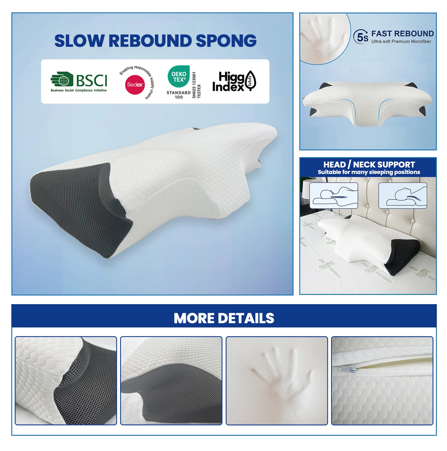 Wholesale Custom Butterfly Ergonomic Memory Foam Pillow