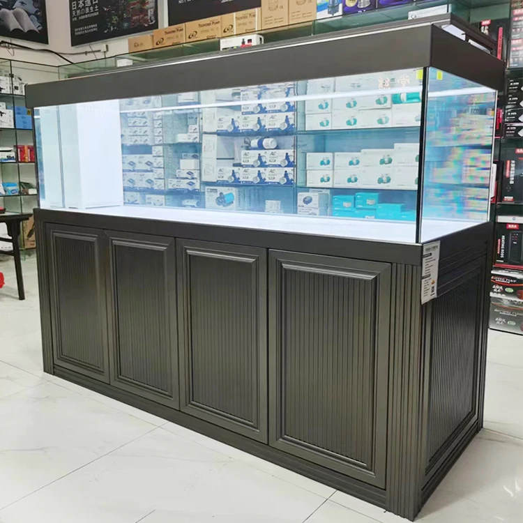 Custom Large Glass Fish Aquarium with Aluminum Base Cabinet - OEM
