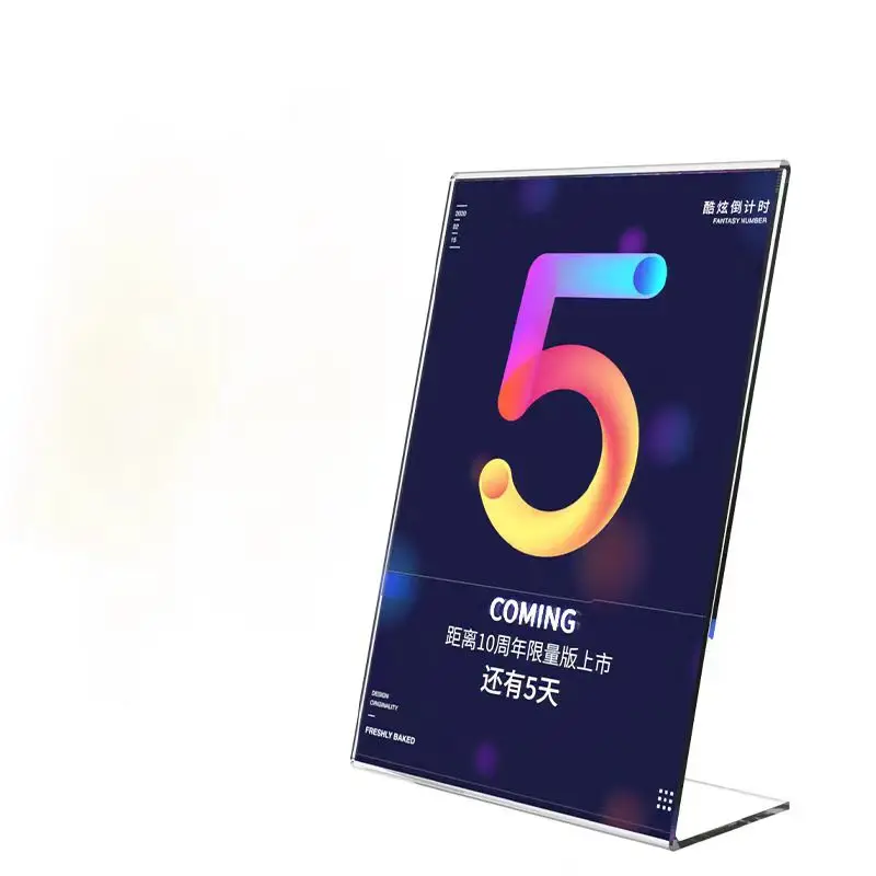 Clear Acrylic Advertising Display Sign A4 Restaurant Menu Clip L Shape ...