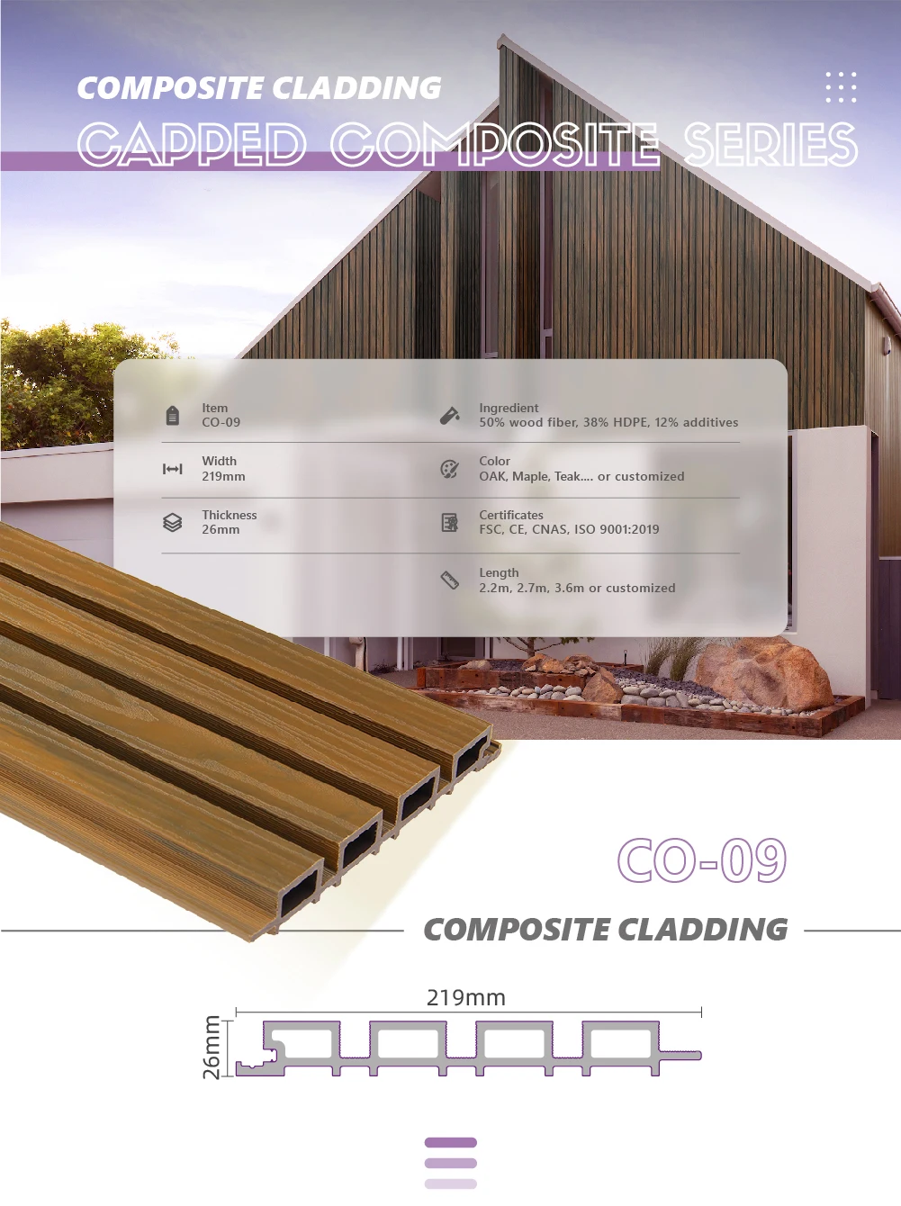 COOWIN WPC Wall Panels - Durable, Stylish Outdoor Cladding
