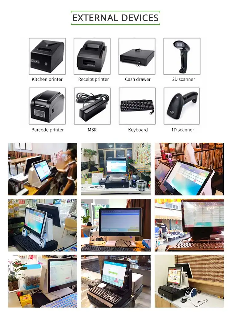 14 15.6 Inch All-in-One POS Dual Screen POS Terminal for Restaurants ...