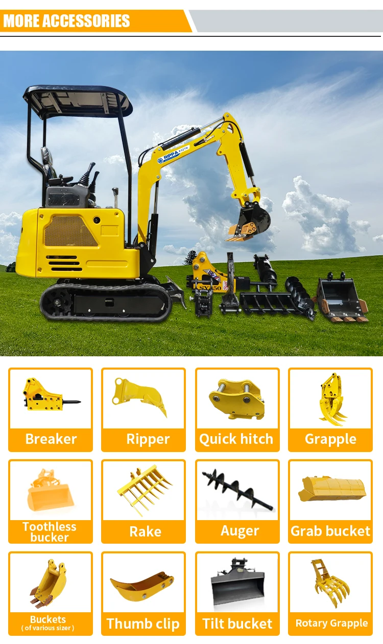 Rippa Small Excavator Hydraulic Track Digger Price 1.5Ton Crawler Mini ...