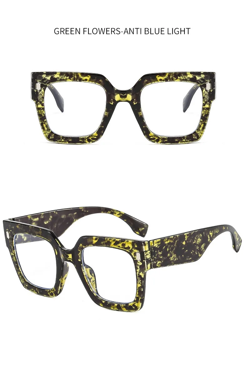 Retro Square Big Glasses Frame Men - Anti Blue Light