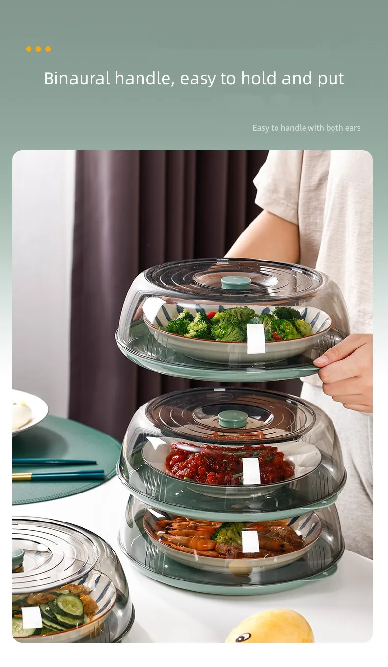 Multilayer Stackable Dust Proof Plate Food Cover Round Dish Cover Clear ...