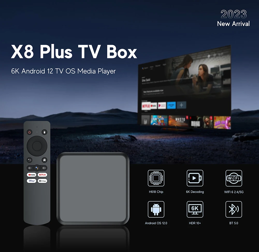 Elebao X8 PLUS Android TV Box - 4K, 4GB, 64GB, BT 5.0