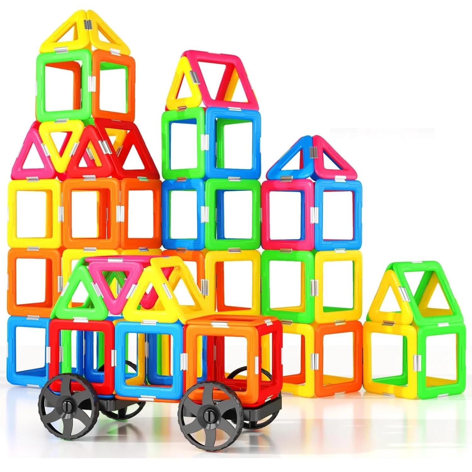 Magnetic Plastic Tiles Building Blocks Set for Boys Girls Kids ...