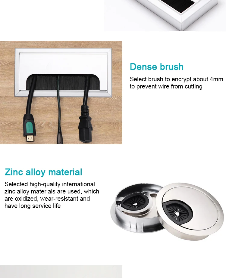 Black Wire Cable Grommet Box - Aluminum Alloy Softclose