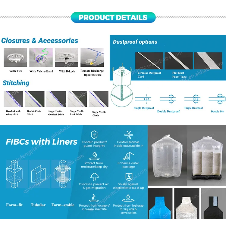 1tonne 1.5ton 2ton Sift-proof Agricultural Fibc Baffle Jumbo Bags Woven ...