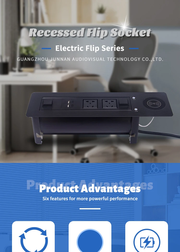 Flip Up With Wireless Charging Electricity Socket Hidden Outlet Tabletop Socket Motorized Table ...