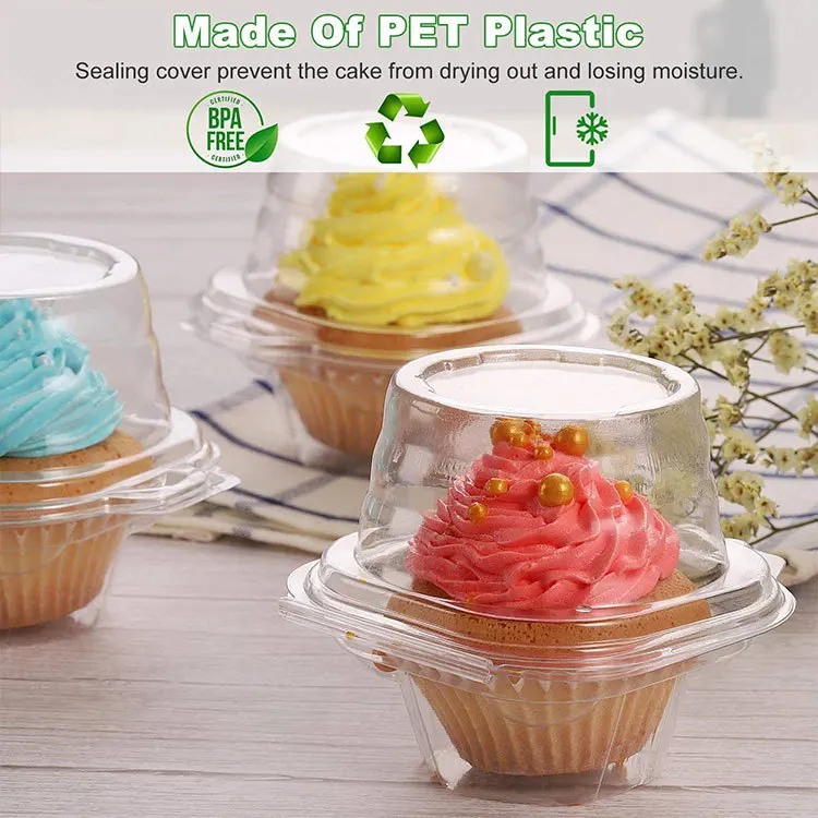 Plastic Mousse Cake Packaging Box Transparent Clamshell CupCake ...