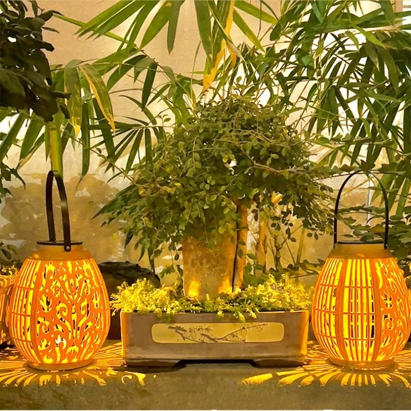 Lanterns Large Rattan Solar Lantern Waterproof Solar Lantern Lights ...