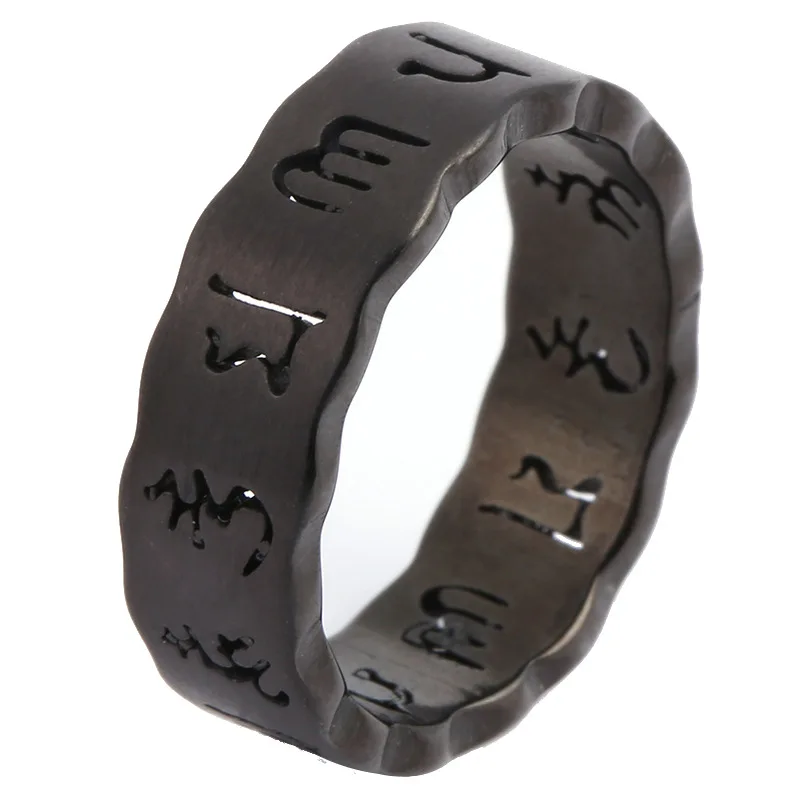 Wholesale Stainless Steel Om Mani Padme Hum Rings