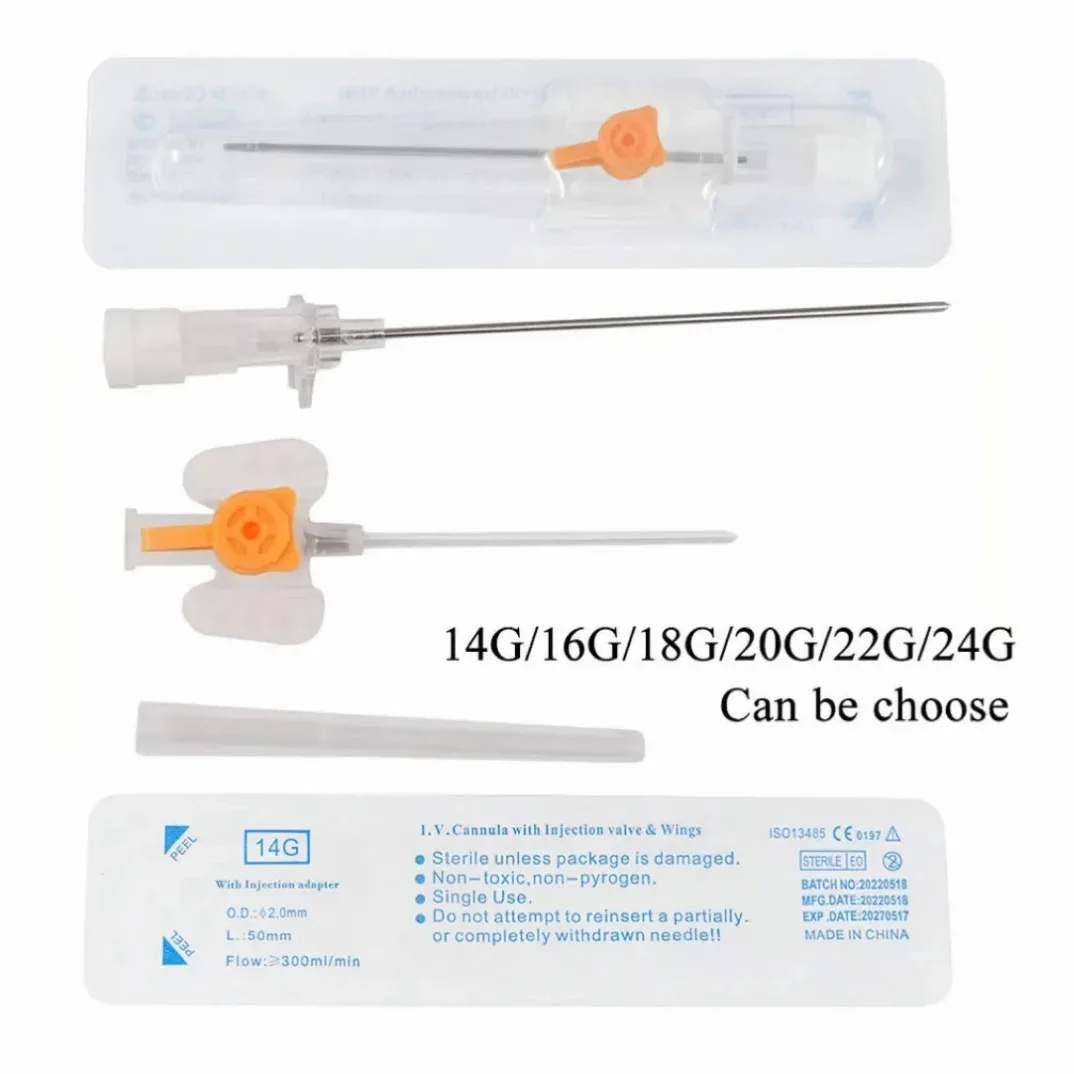 New Safety Water-fillable Catheter Needles 14g/16g/18g Disposable Catheter Puncture Navel Ear ...