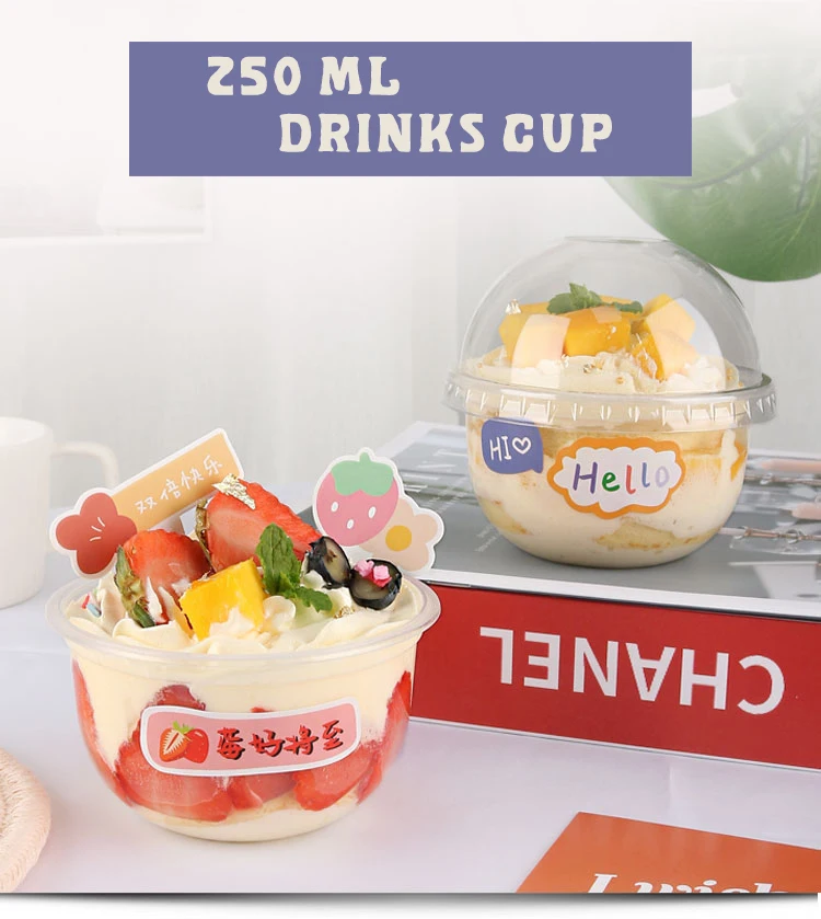 Wholesale U Shape Pearl Milk Tea Pudding Yogurt Cup 250ml