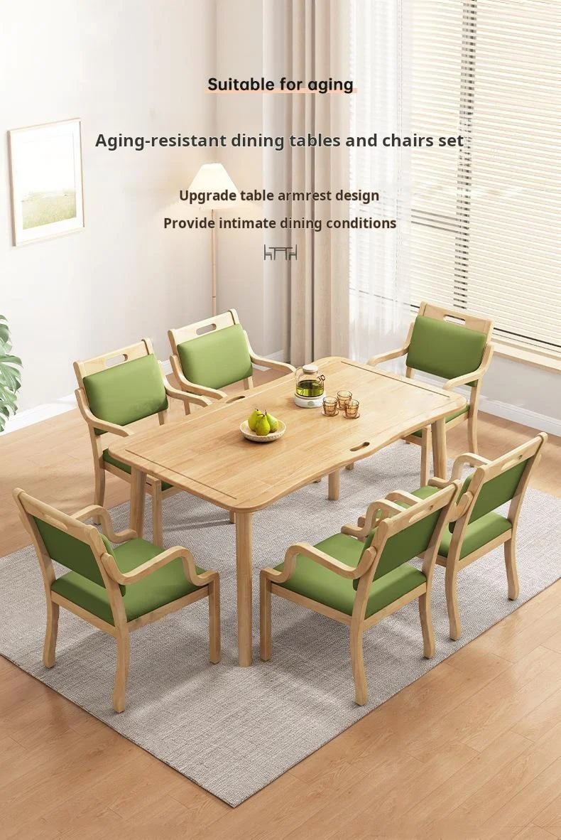 Elderly Home Solid Wood Dining Table And Chairs Nursing Home Supporting ...