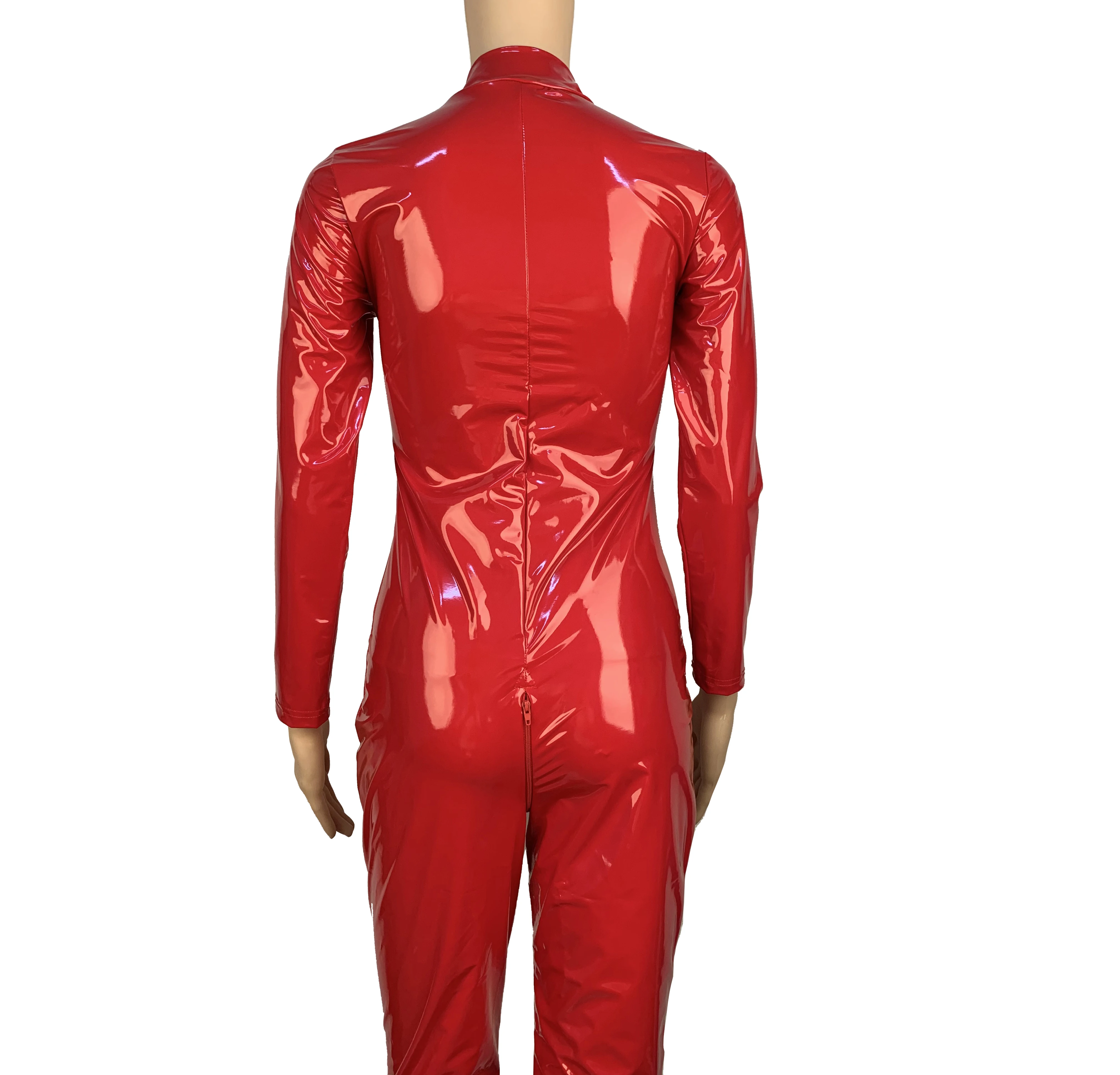 Black Wetlook Pvc Bodysuit Sexy Bodycon Erotic Open Crotch Clubwear ...
