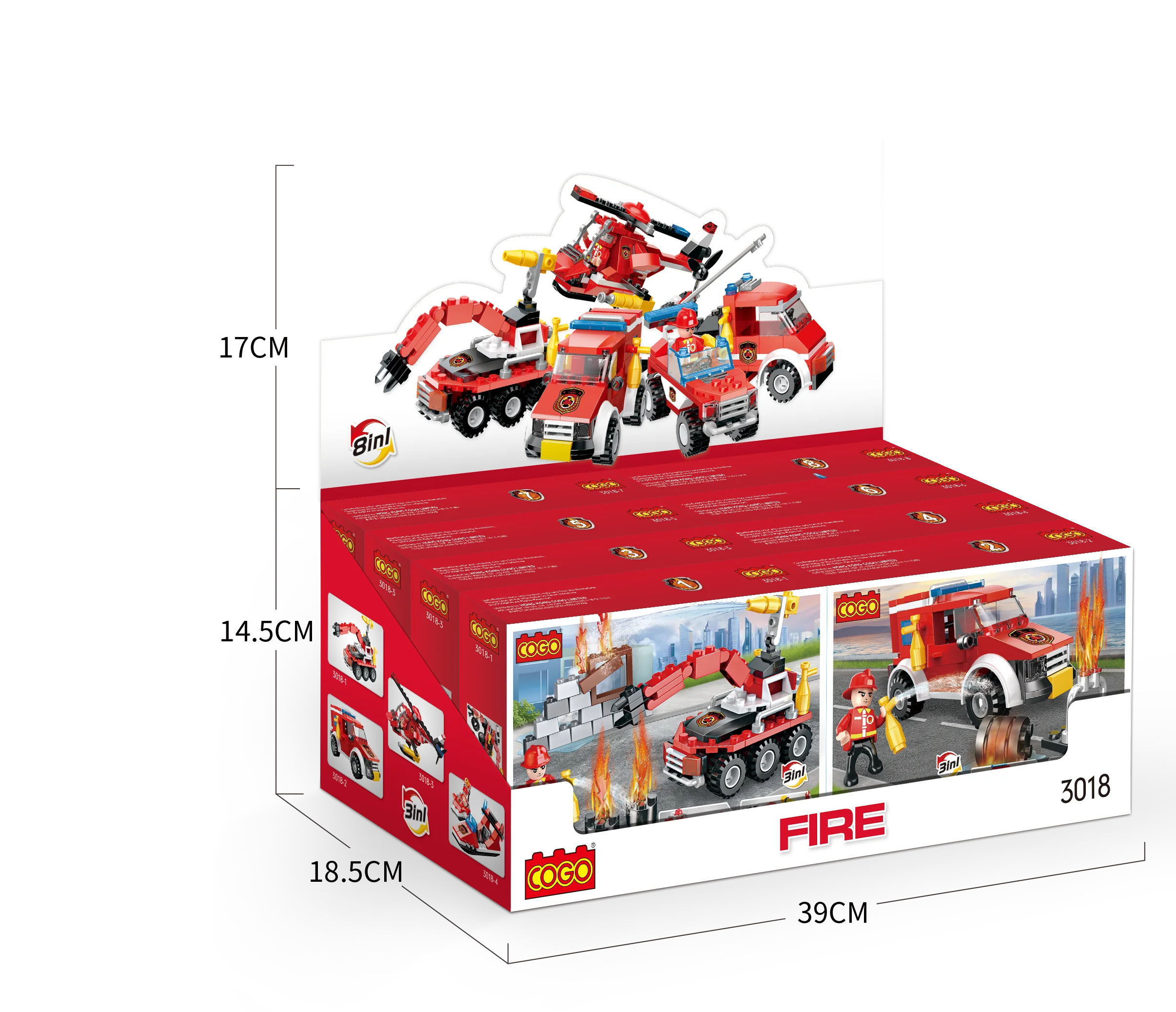 Cogo 8 In 1 Fire Fighting Station City Rescue Boys Play Building Brick ...