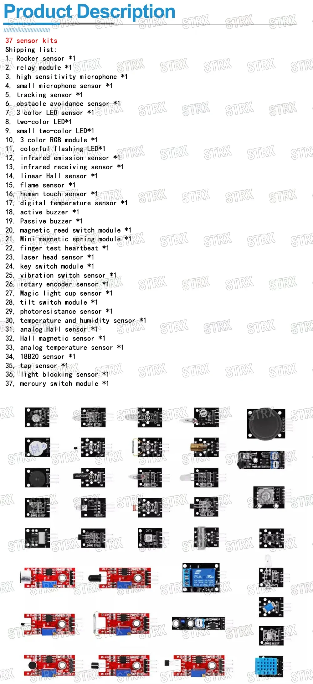 Arduino 45 in 1 Sensors Modules Starter Kit - Better Than 37in1